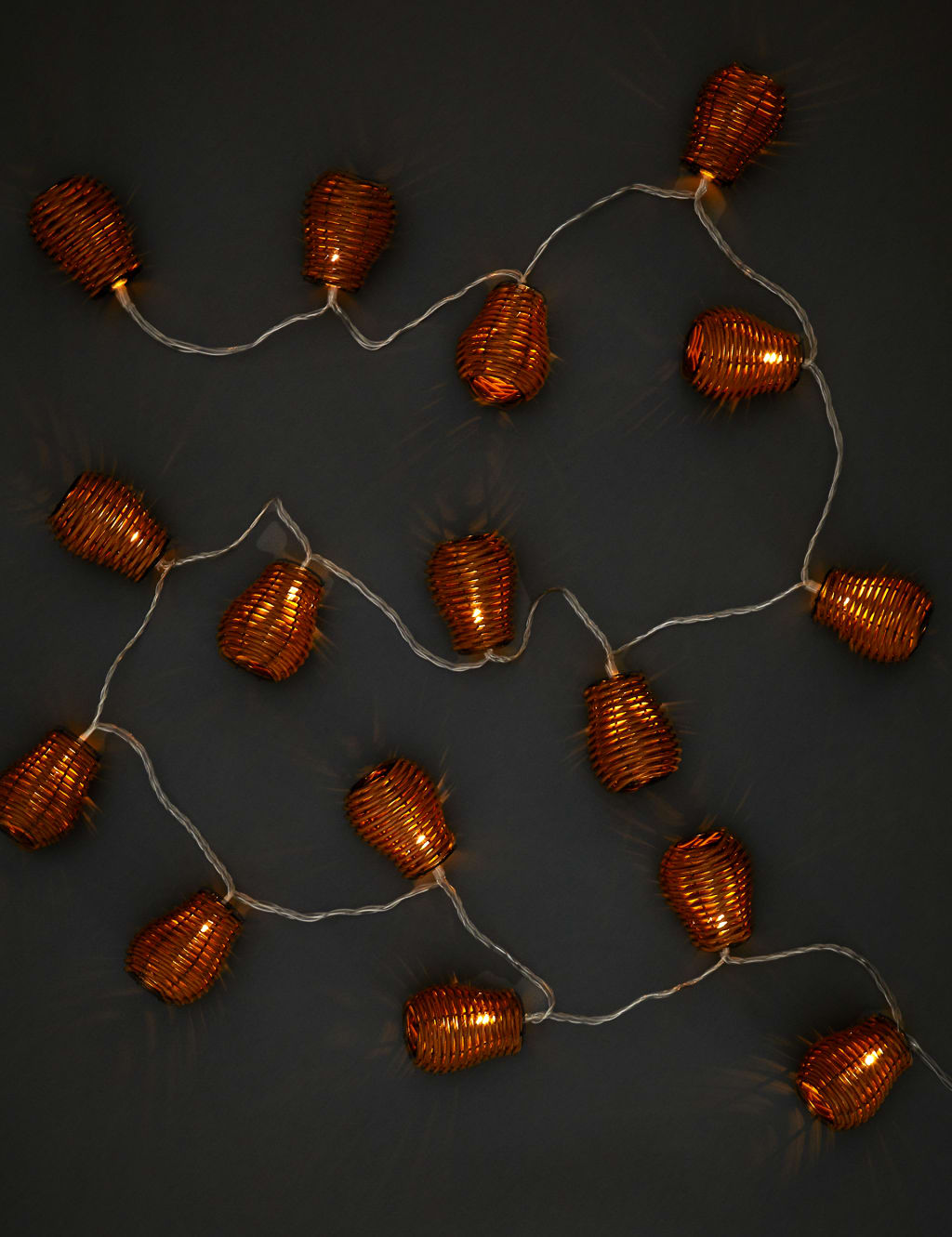 16 Wicker Outdoor Battery String Lights | M&S Collection | M&S IE