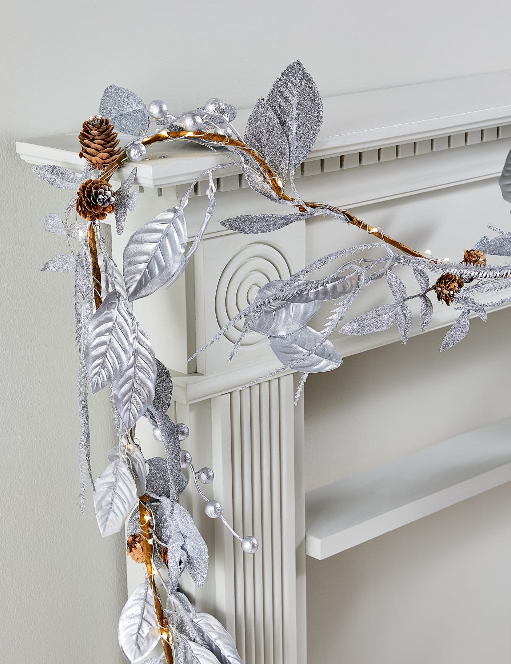 6ft Lit Silver Garland | M&S IE