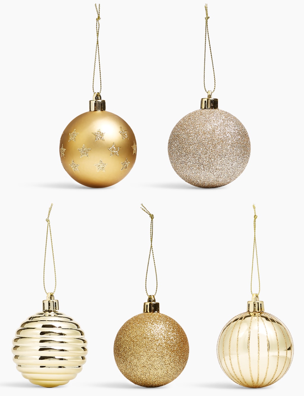40 Pack Gold Mix Shatterproof Baubles | M&S IE