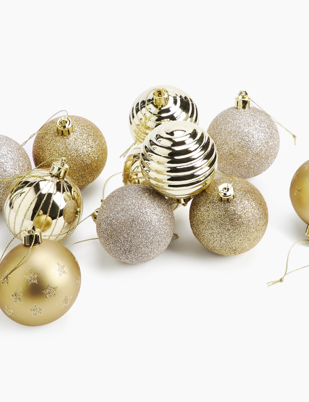 40 Pack Gold Mix Shatterproof Baubles | M&S IE