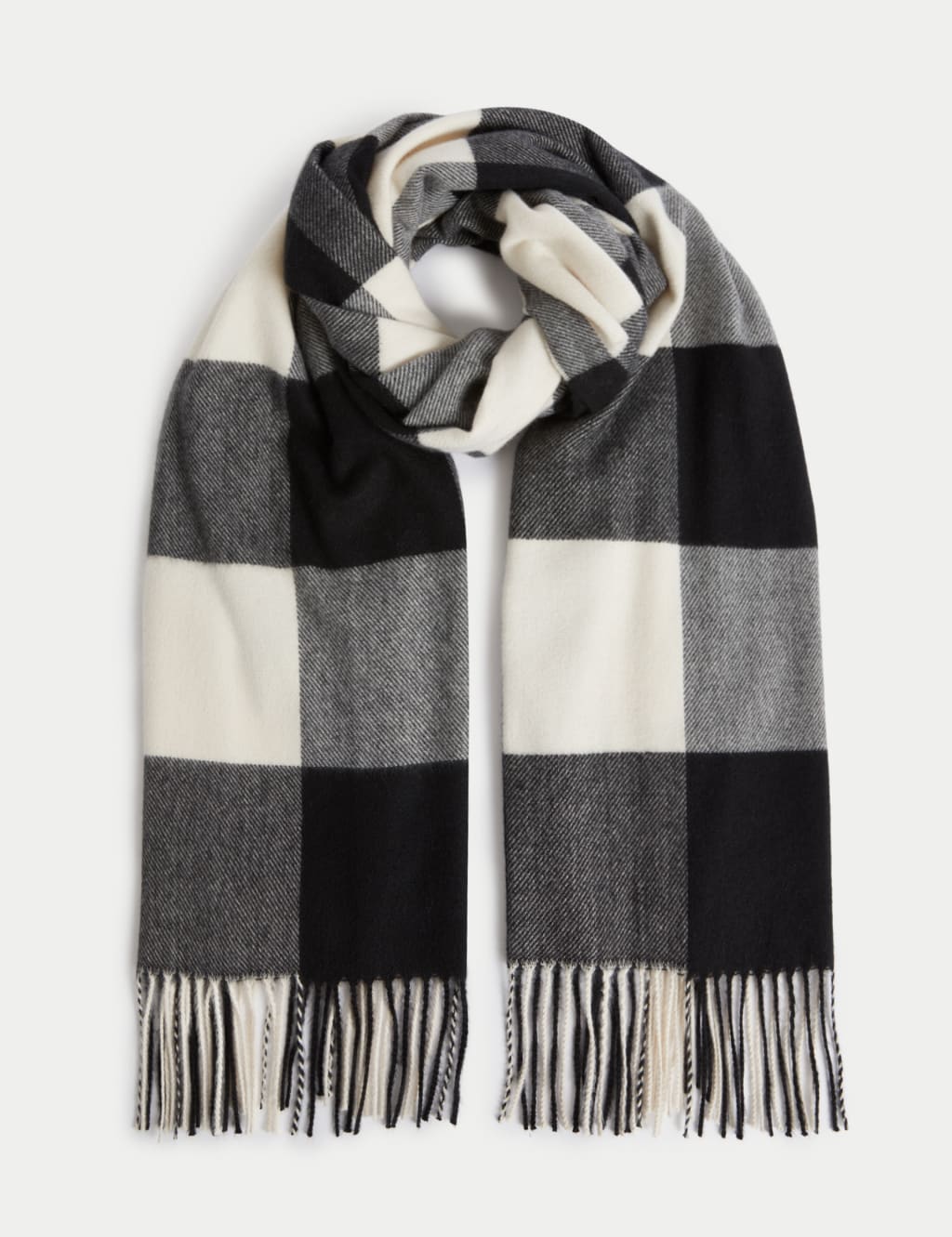 Checked Tassel Scarf M S Collection M S