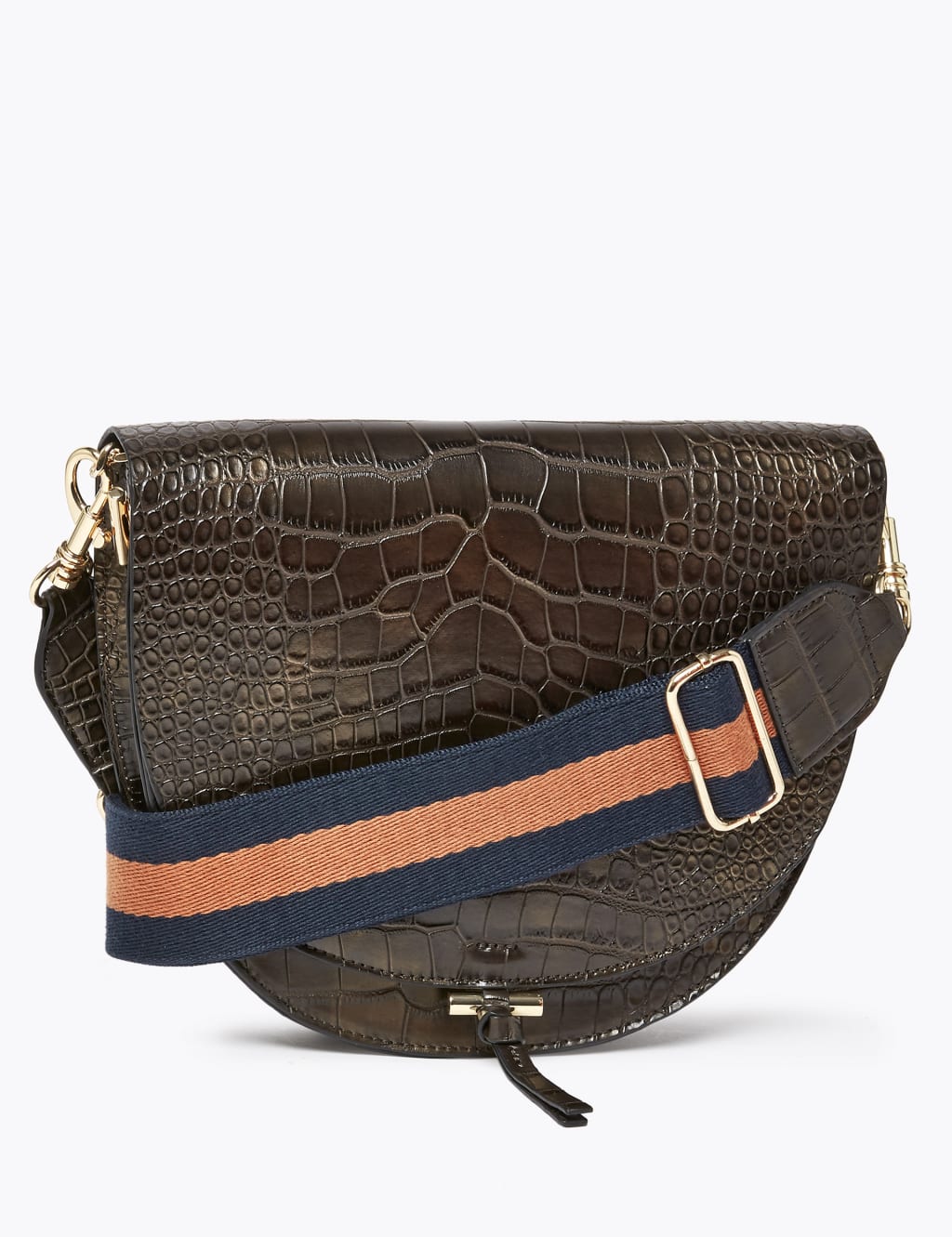 Croc Effect Saddle Cross Body Bag | M&S Collection | M&S