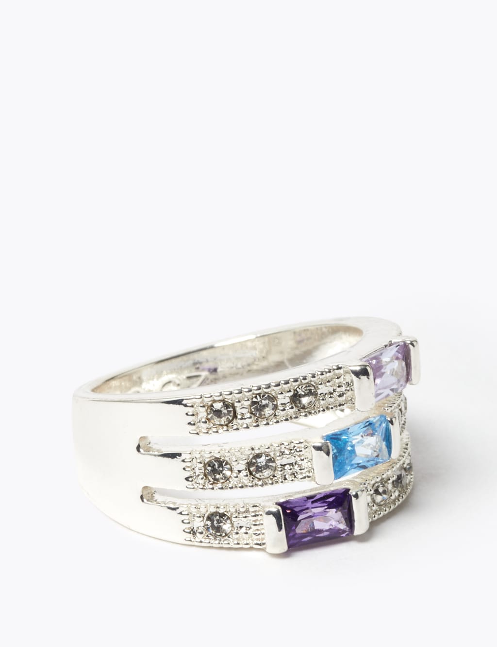 Silver Plated Gem Multi Band Ring | M&S Collection | M&S IE