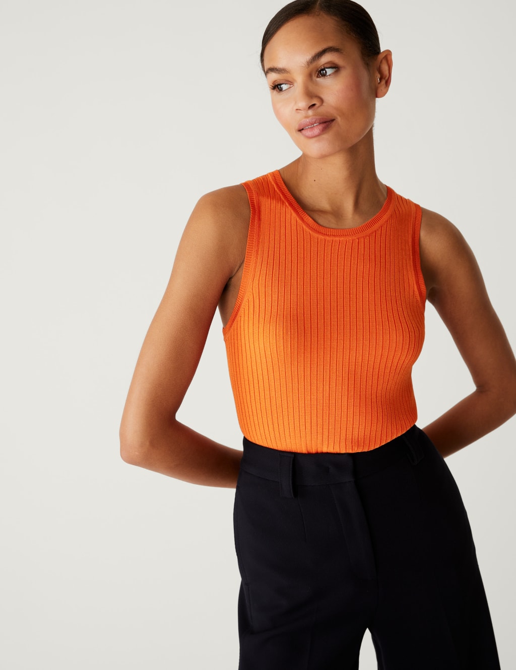 Ribbed Crew Neck Knitted Vest | M&S Collection | M&S IE