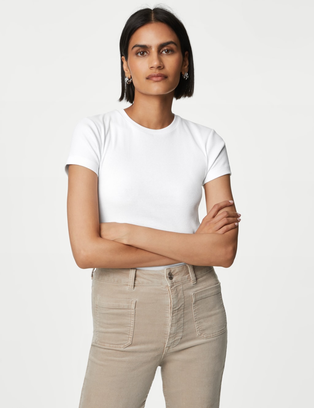 Cotton Rich Slim Fit Ribbed T Shirt M S Collection M S