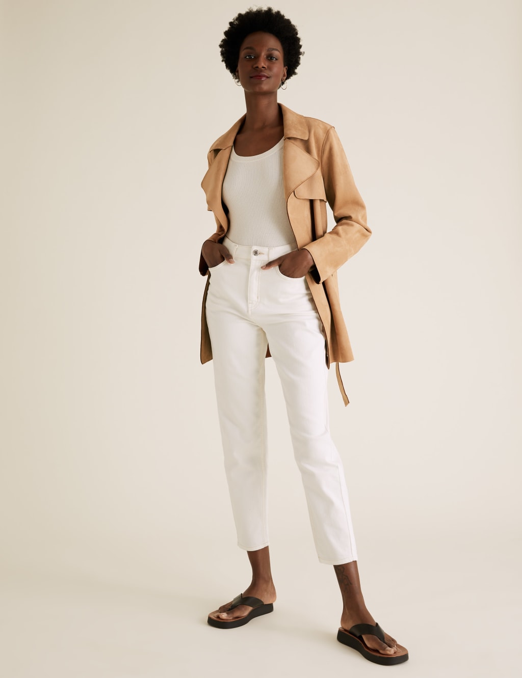Faux Suede Belted Shacket | M&S Collection | M&S IE