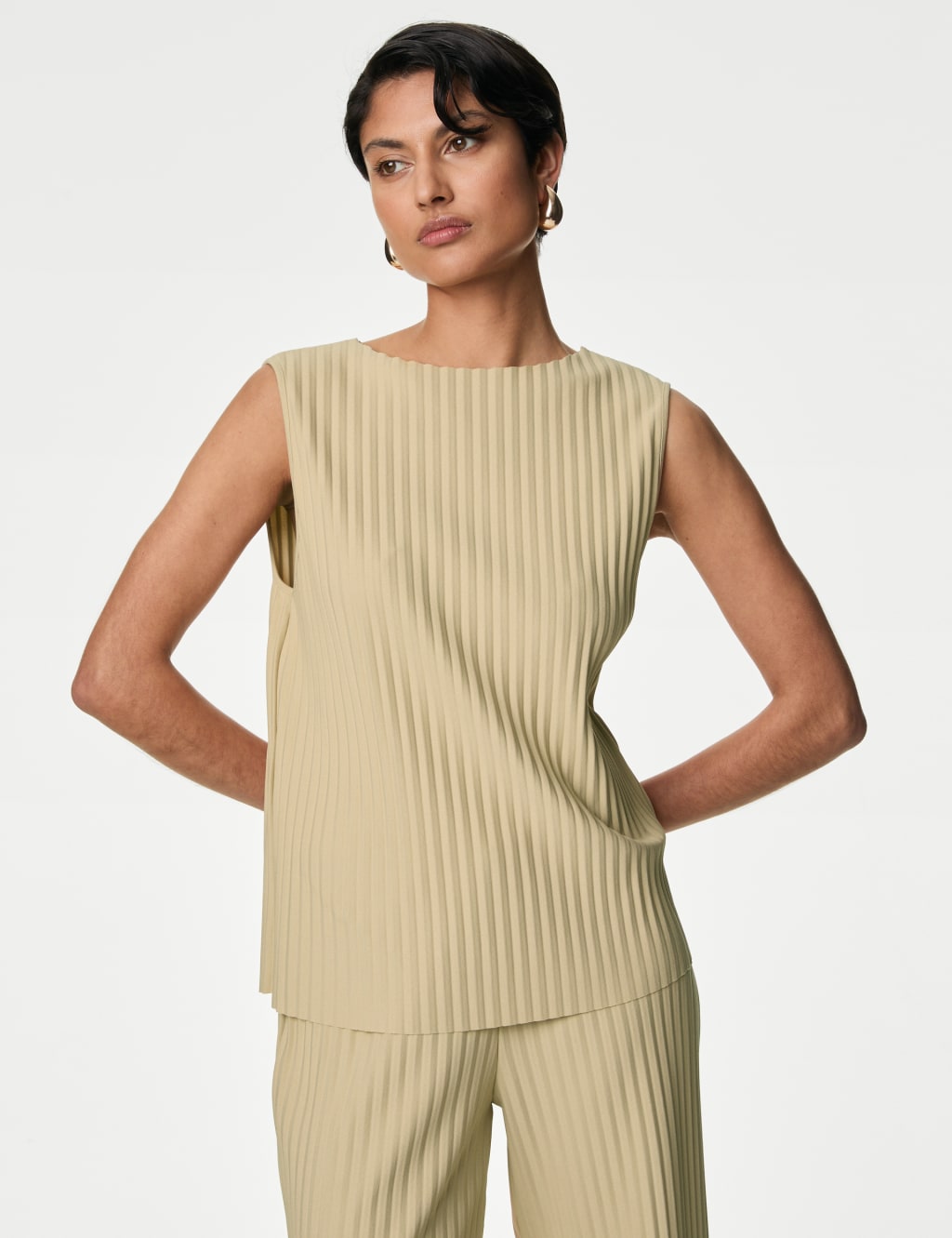 Jersey Plisse Slash Neck Top | Autograph | M&S