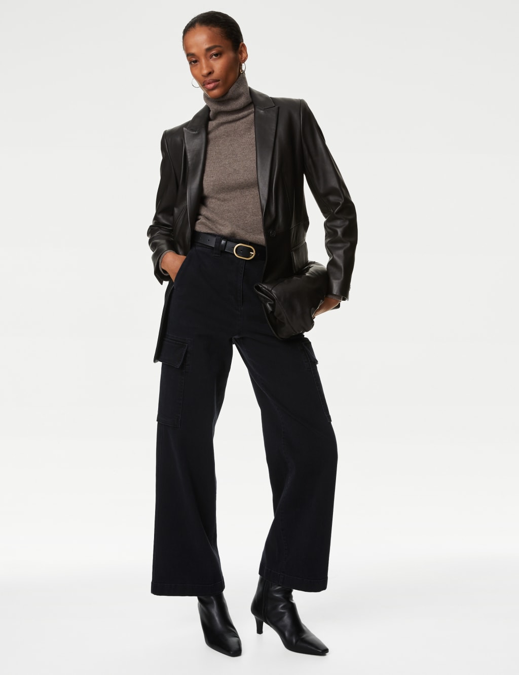 High Waisted Straight Leg Cargo Jeans | Autograph | M&S