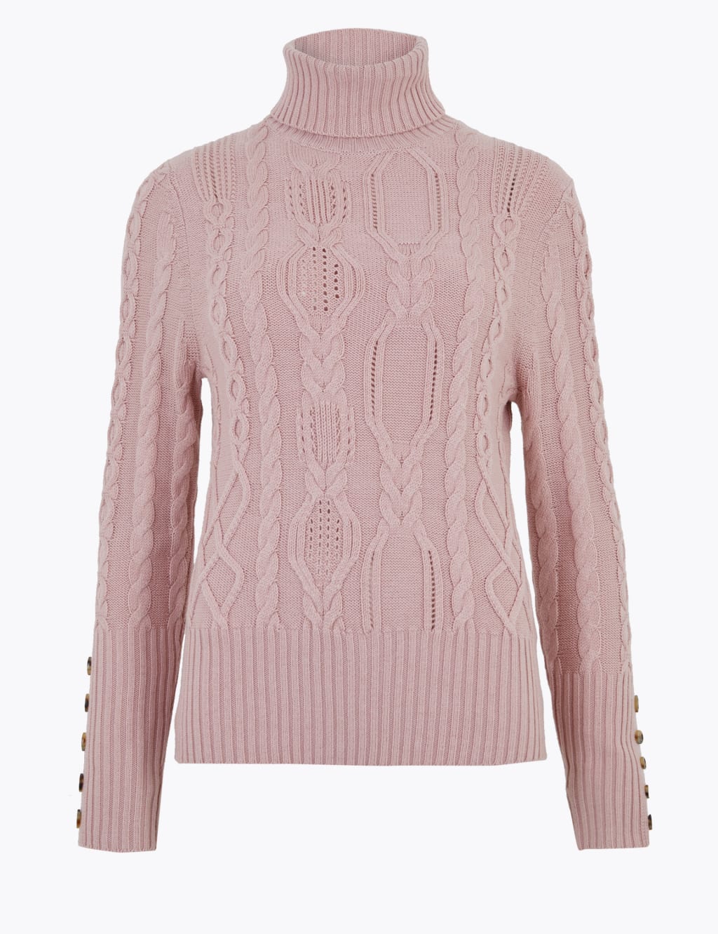Cable Knit Roll Neck Fitted Jumper | Per Una | M&S