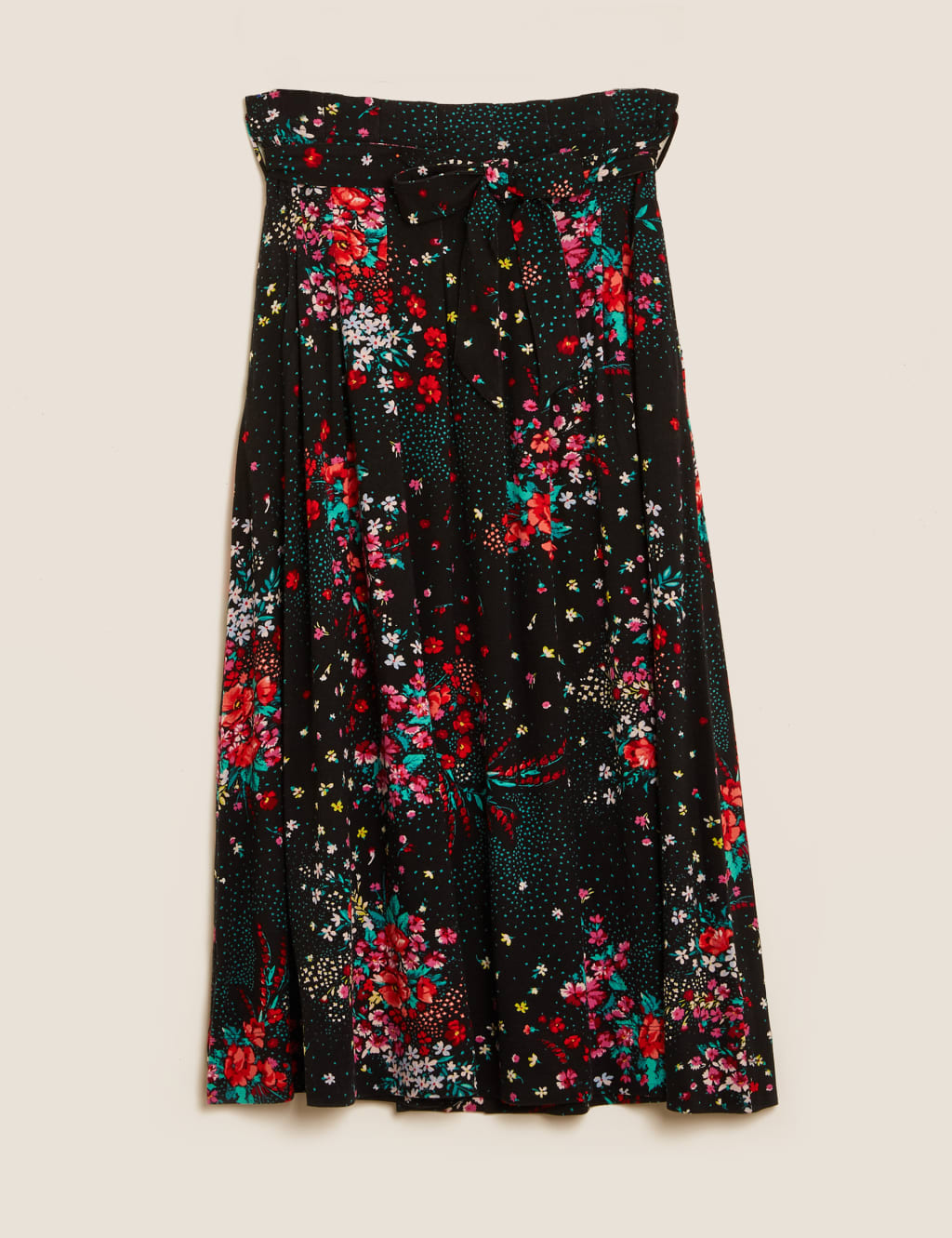Jersey Floral Belted Midi Skater Skirt | Per Una | M&S