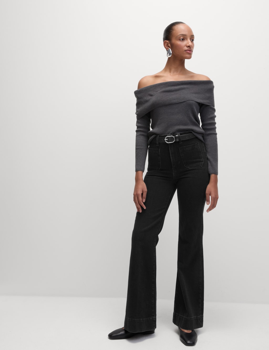 Patch Pocket Flare High Waisted Jeans | M&S Collection | M&S