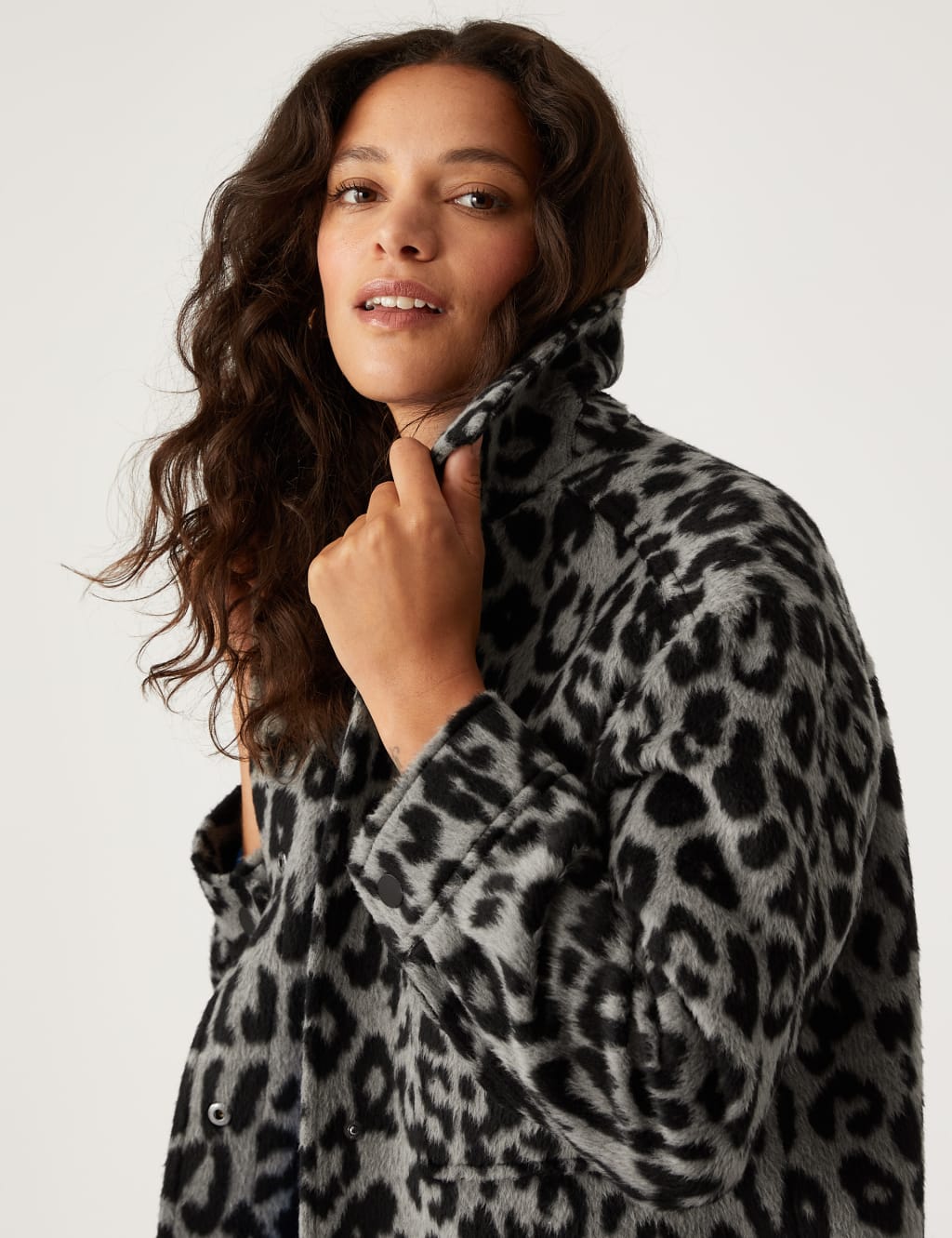 Animal Print Relaxed Longline Shacket | M&S Collection | M&S IE
