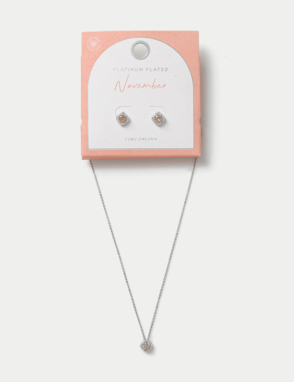 Platinum Plated November Birthstone Earring and Necklace Set | M&S ...