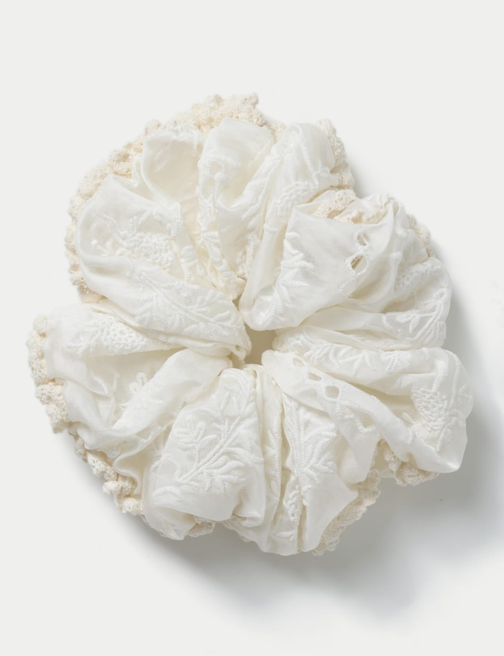 Cream Mixed Fabric Hair Scrunchie | M&S Collection | M&S