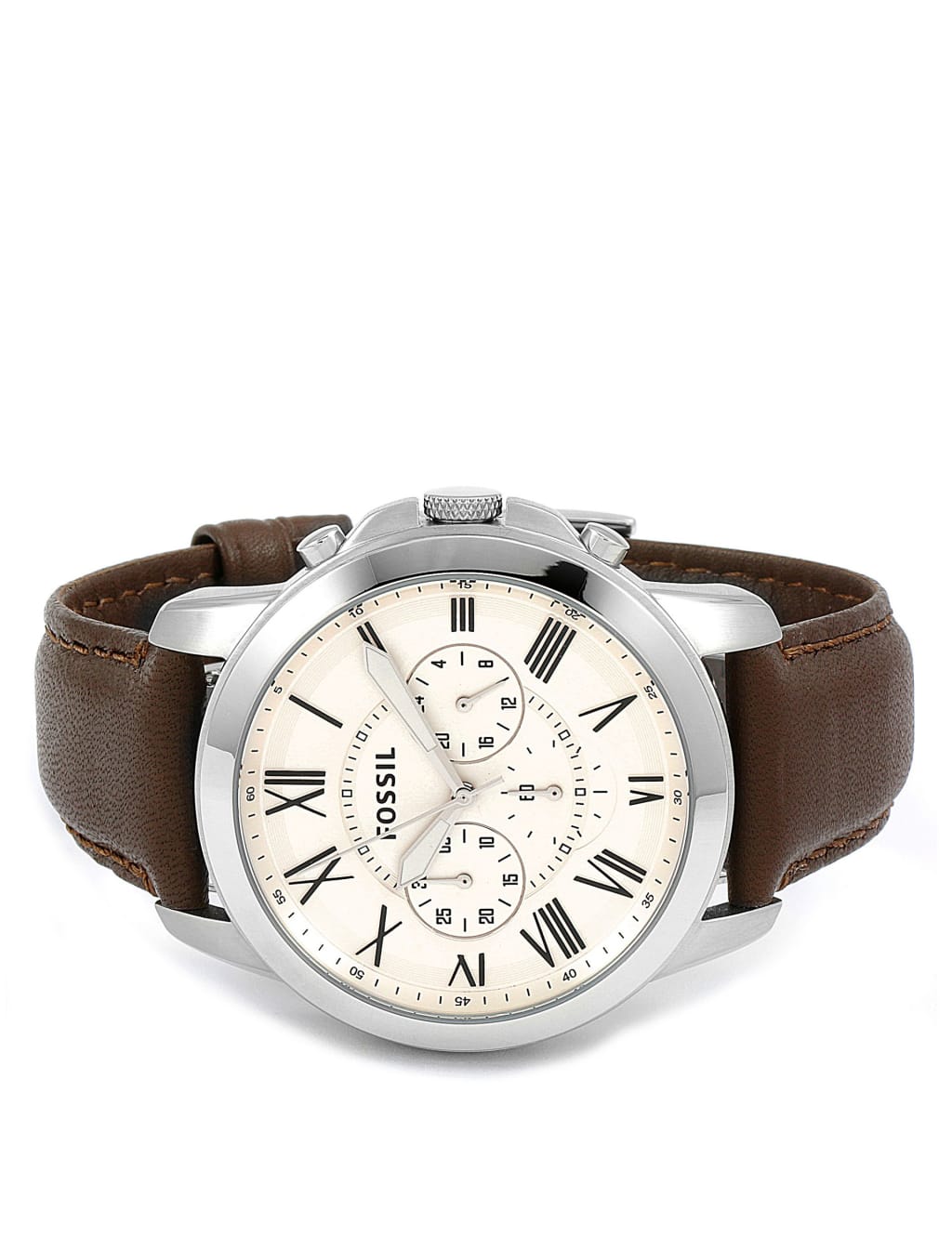 Fossil Grant Leather Analogue Quartz Watch | Fossil | M&S