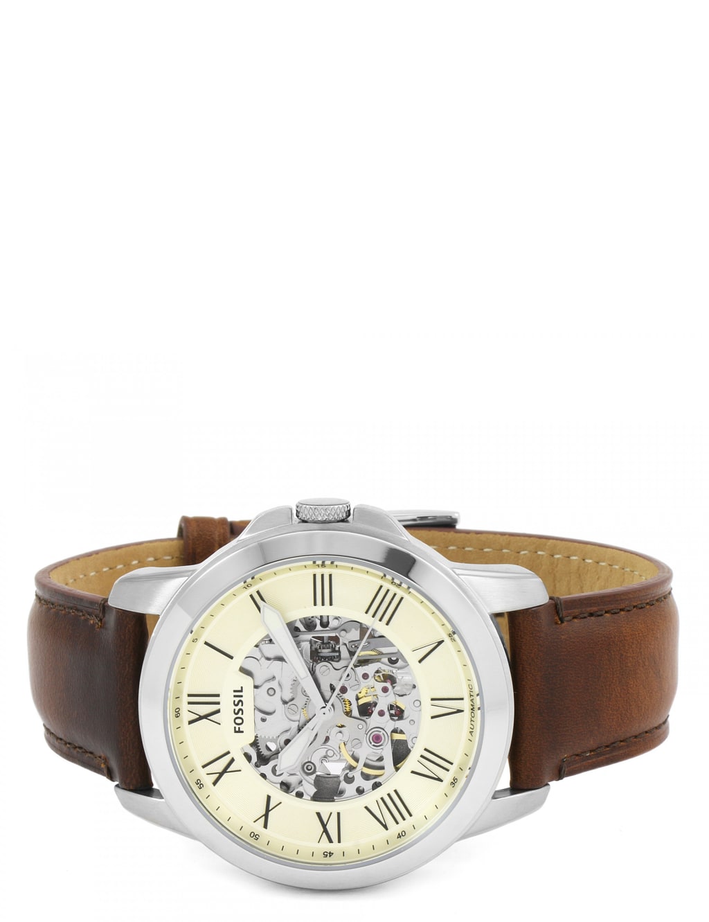 Fossil Grant Brown Leather Chronograph Automatic Watch | Fossil | M&S