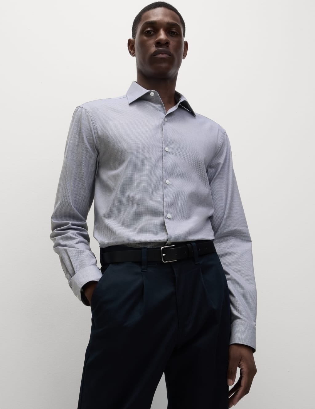 Regular Fit Pure Cotton Textured Long Sleeve Shirt | M&S Collection | M&S