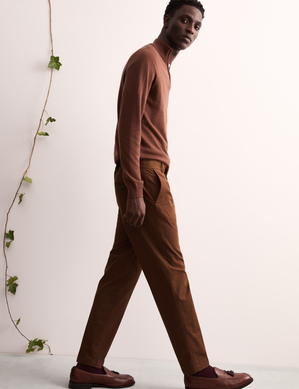 Tapered Fit Italian Flat Front Chinos | JAEGER | M&S