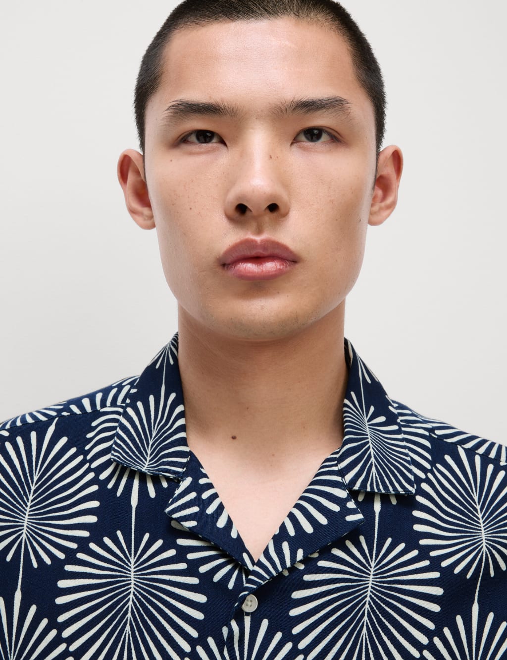 Geometric Print Cuban Collar Shirt | M&S Collection | M&S