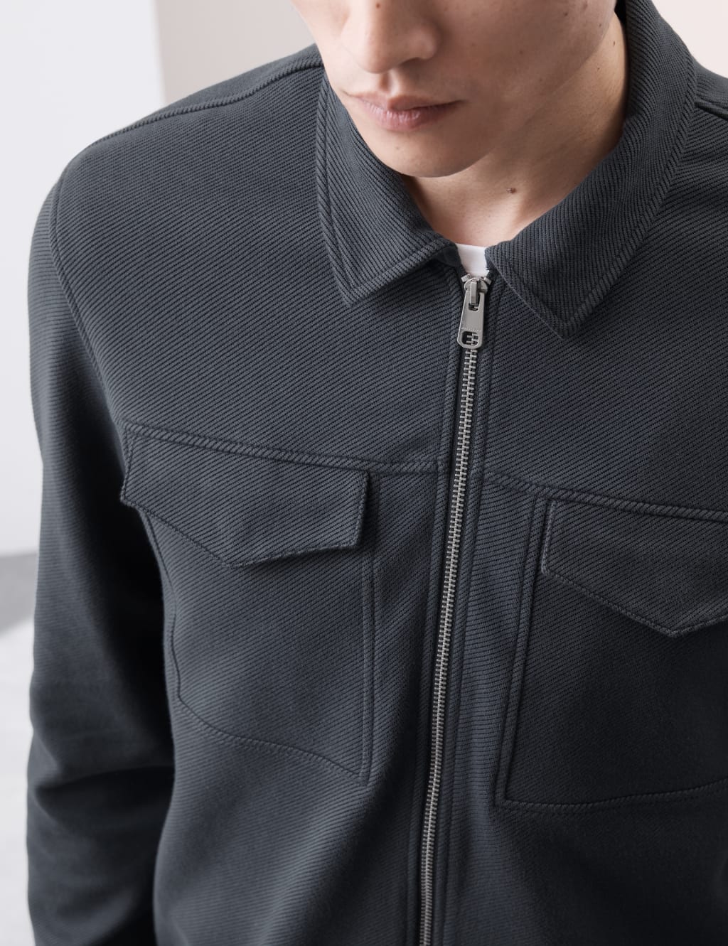 Cotton Rich Twill Textured Overshirt | Autograph | M&S