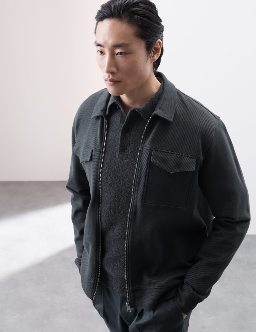 Cotton Rich Twill Textured Overshirt | Autograph | M&S