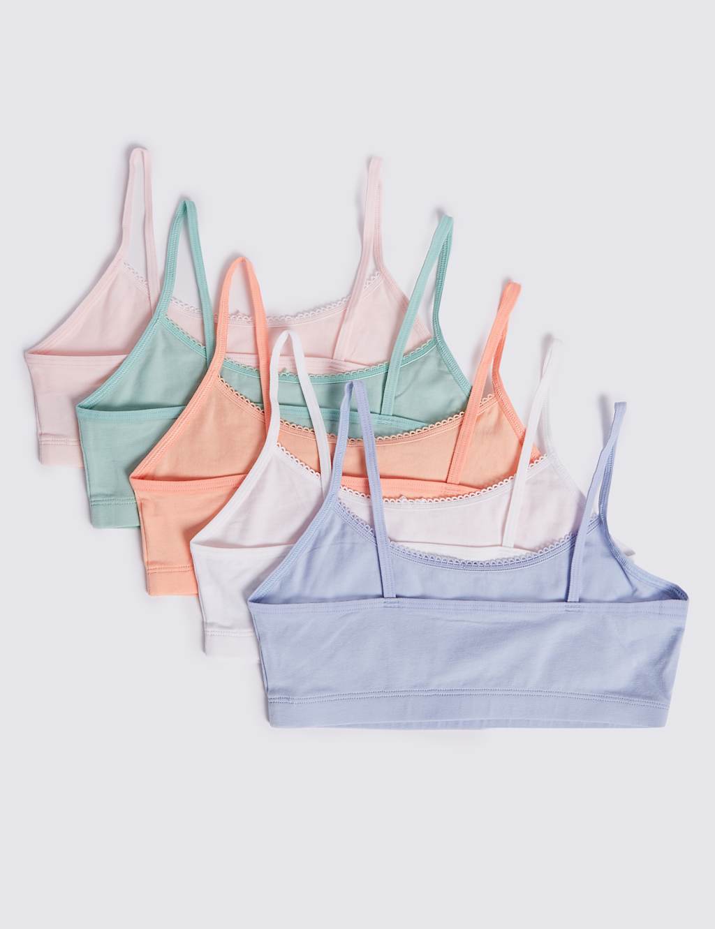 5 Pack Cotton with Stretch Cropped Tops (6-16 Yrs) | M&S IE