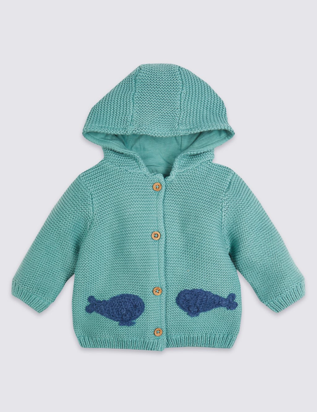 Pure Cotton Knitted Hooded Whale Cardigan | M&S