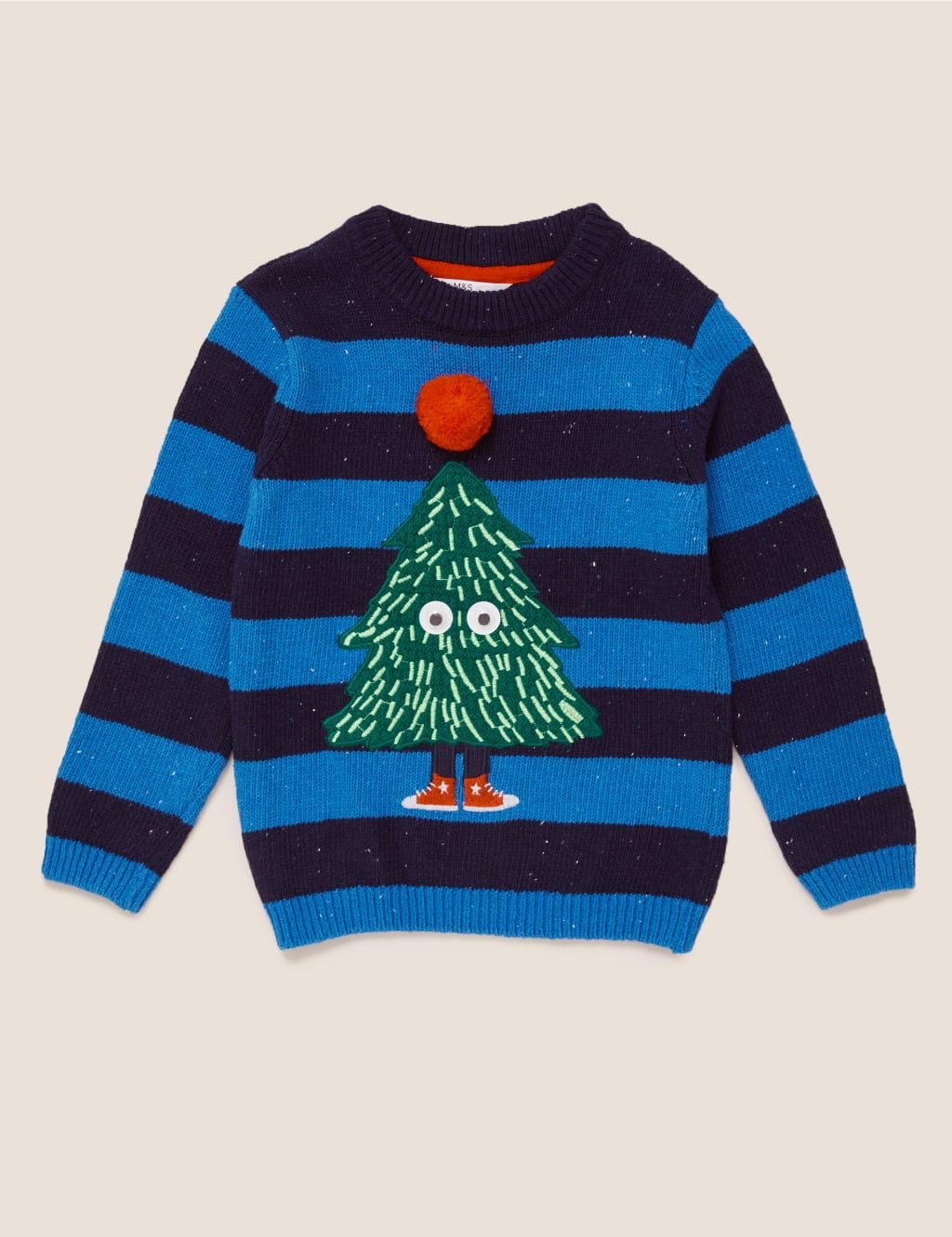 Pure Cotton Striped Christmas Tree Jumper (2-7 Yrs) | M&S IE