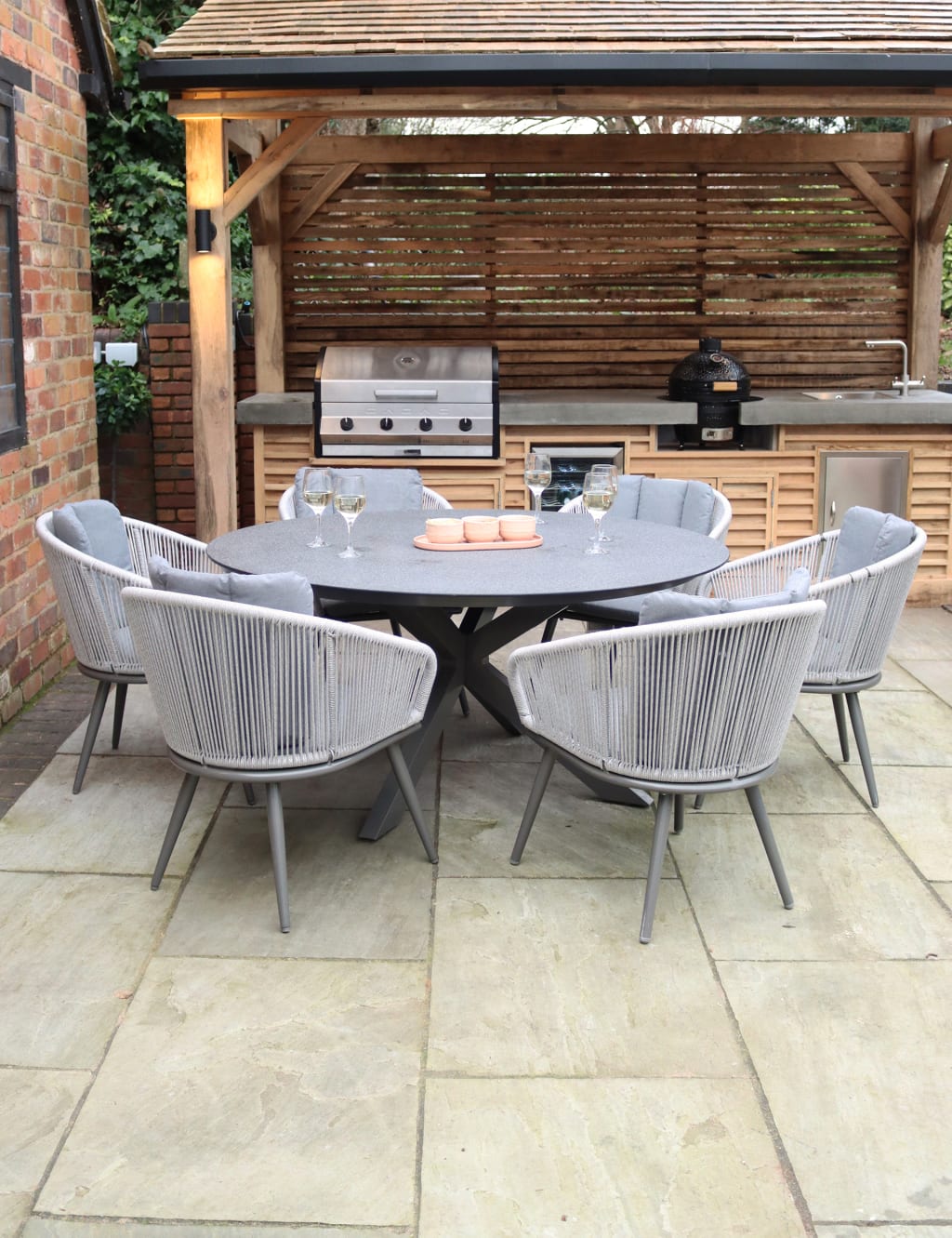 Aspen 6 Seater Round Garden Table & Chairs | Royalcraft | M&S