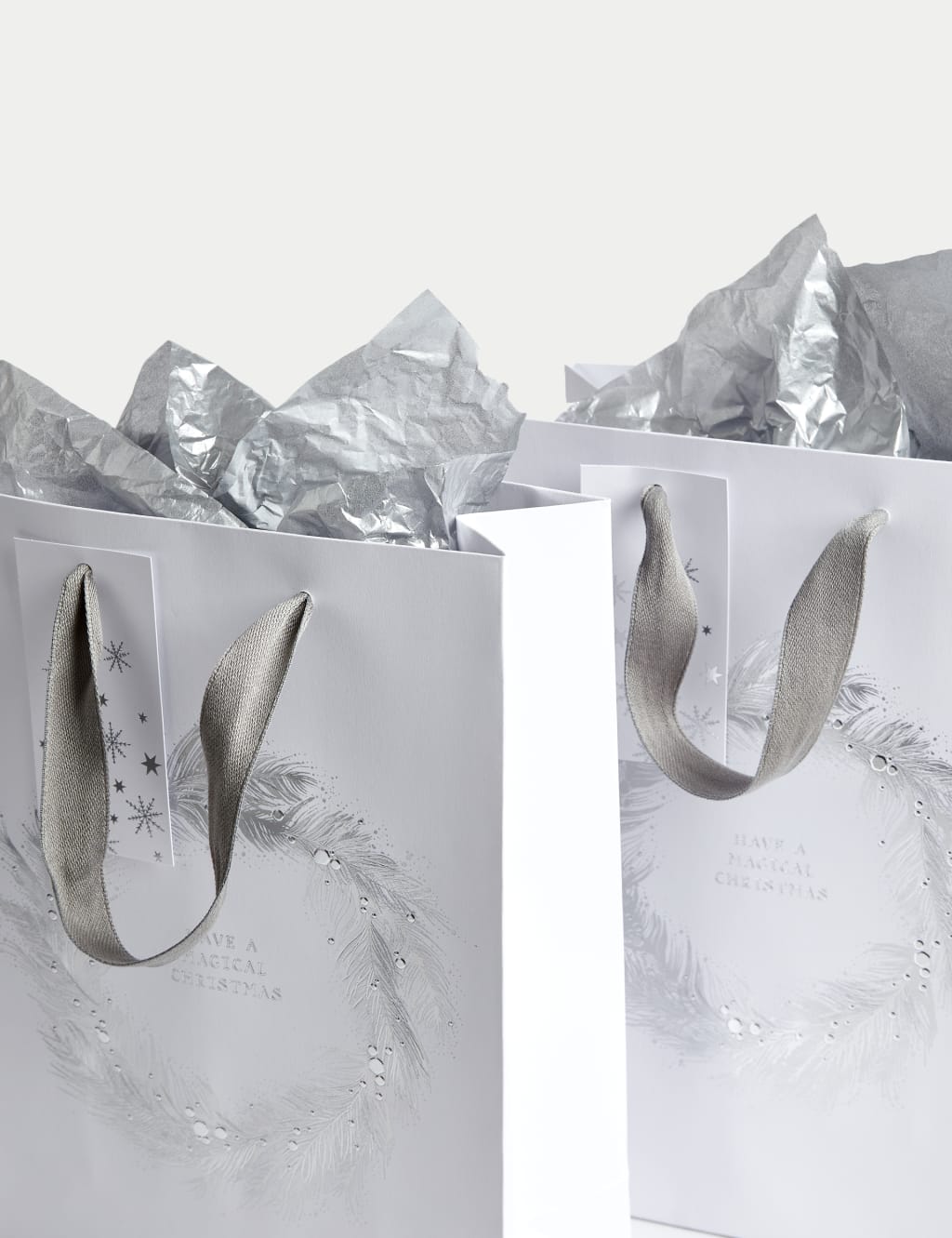 Silver christmas gift bags store