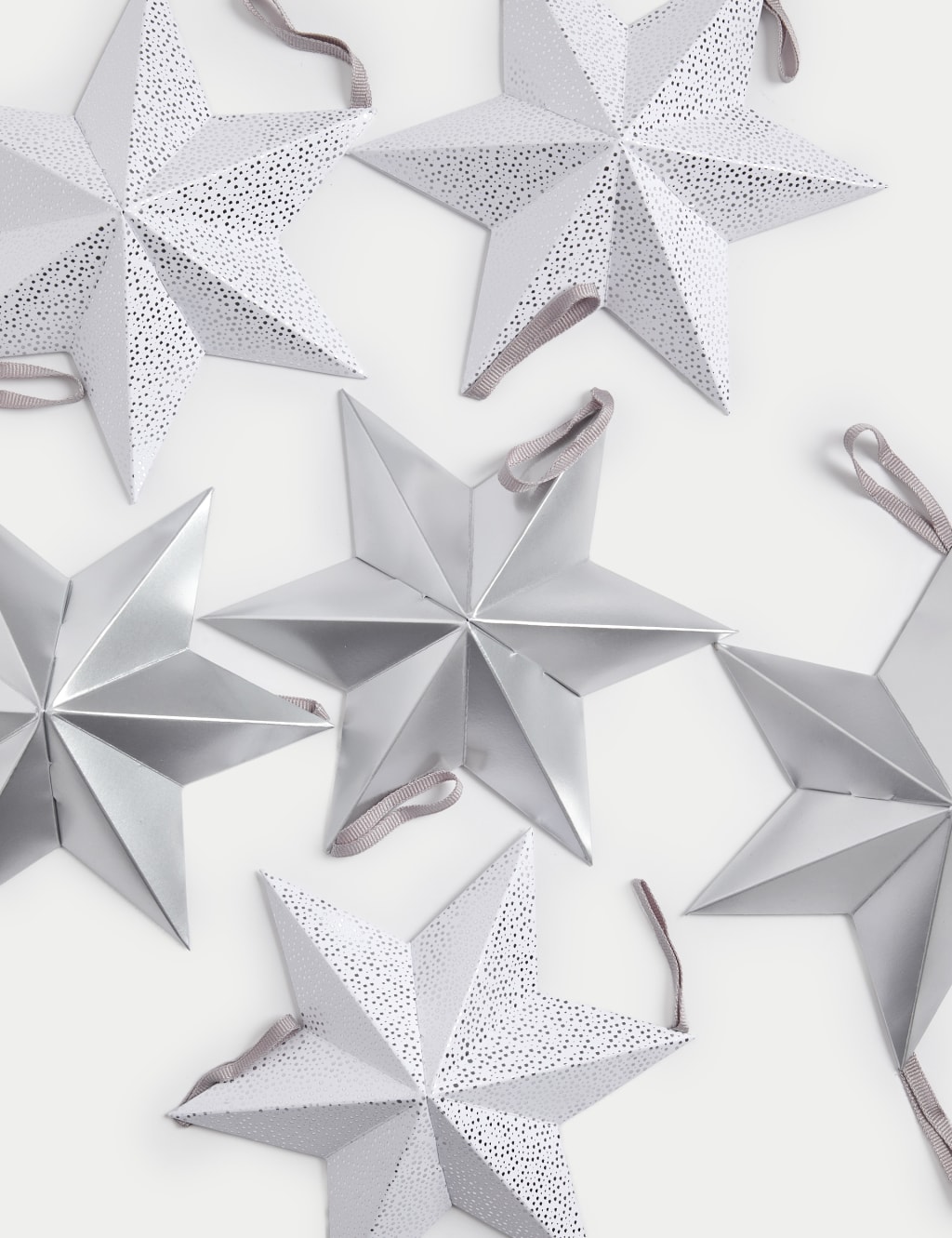 6 Star-Shaped Christmas Crackers - Silver & White Design | M&S