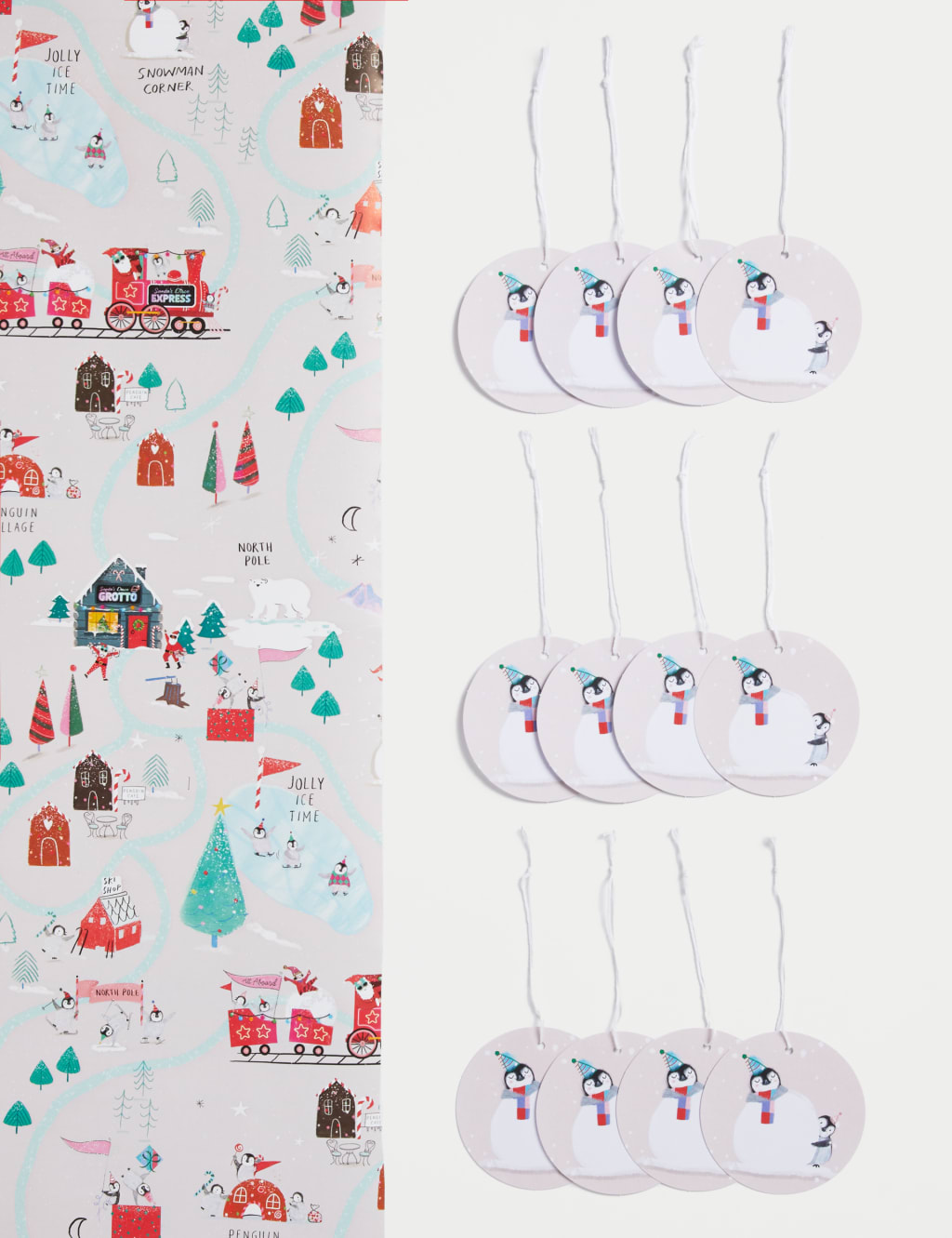 Cute Penguins 10m Christmas Gift Wrap & Tags | M&S
