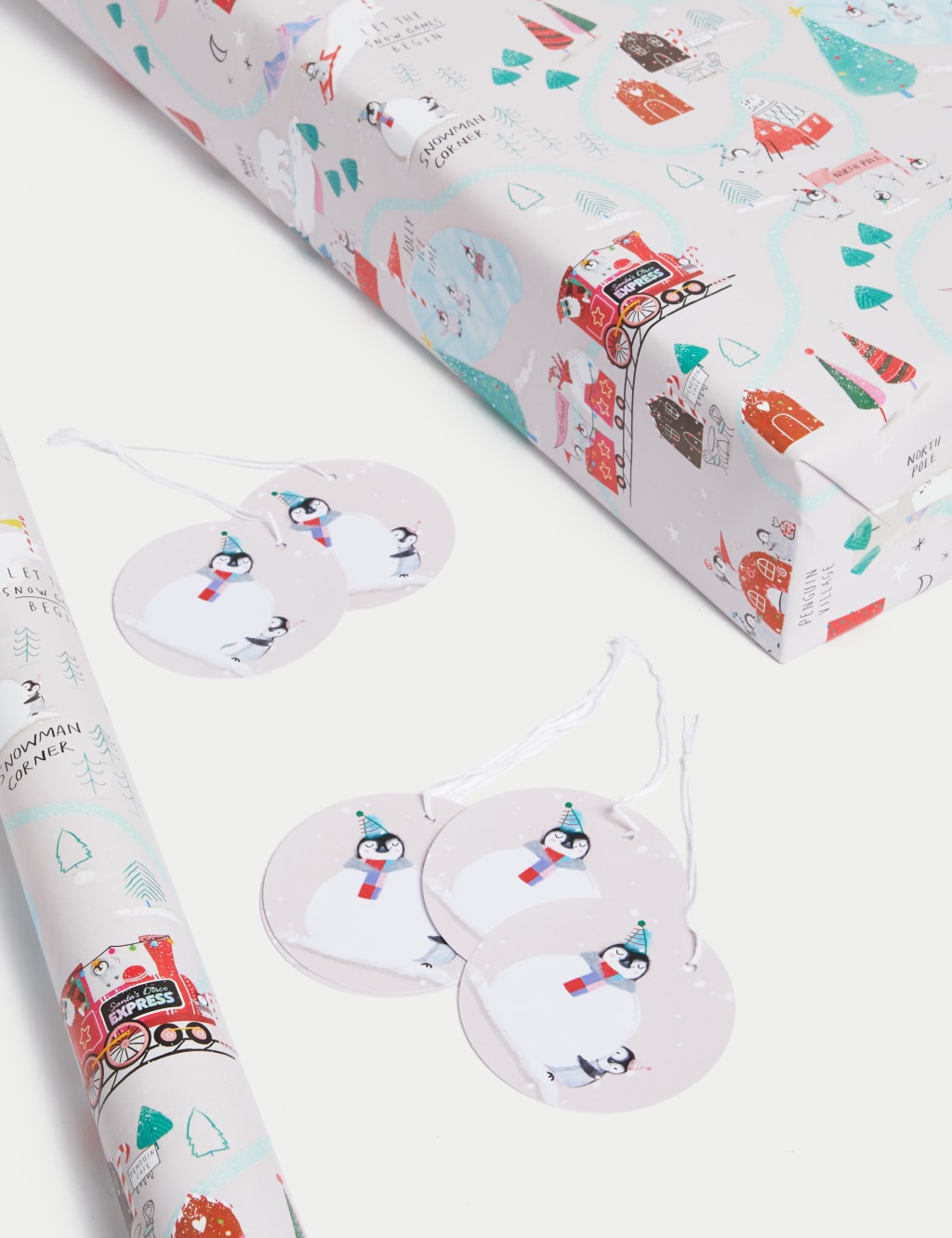 Cute Penguins 10m Christmas Gift Wrap & Tags | M&S