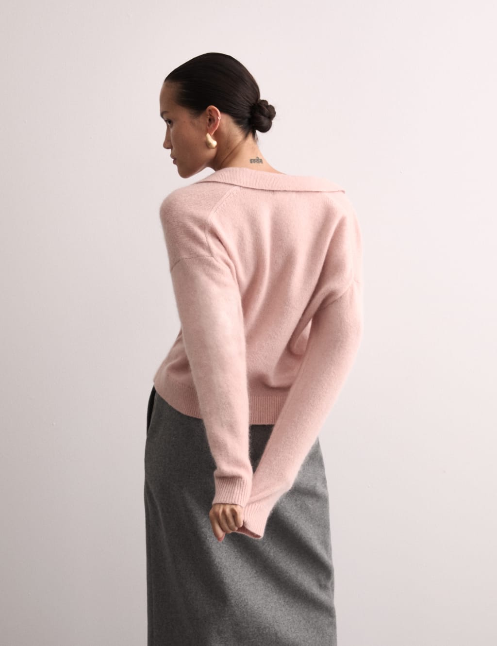 Mohair Blend Collared V-Neck Jumper | JAEGER | M&S Mohair Blend Collared V-Neck Jumper | JAEGER | M&S