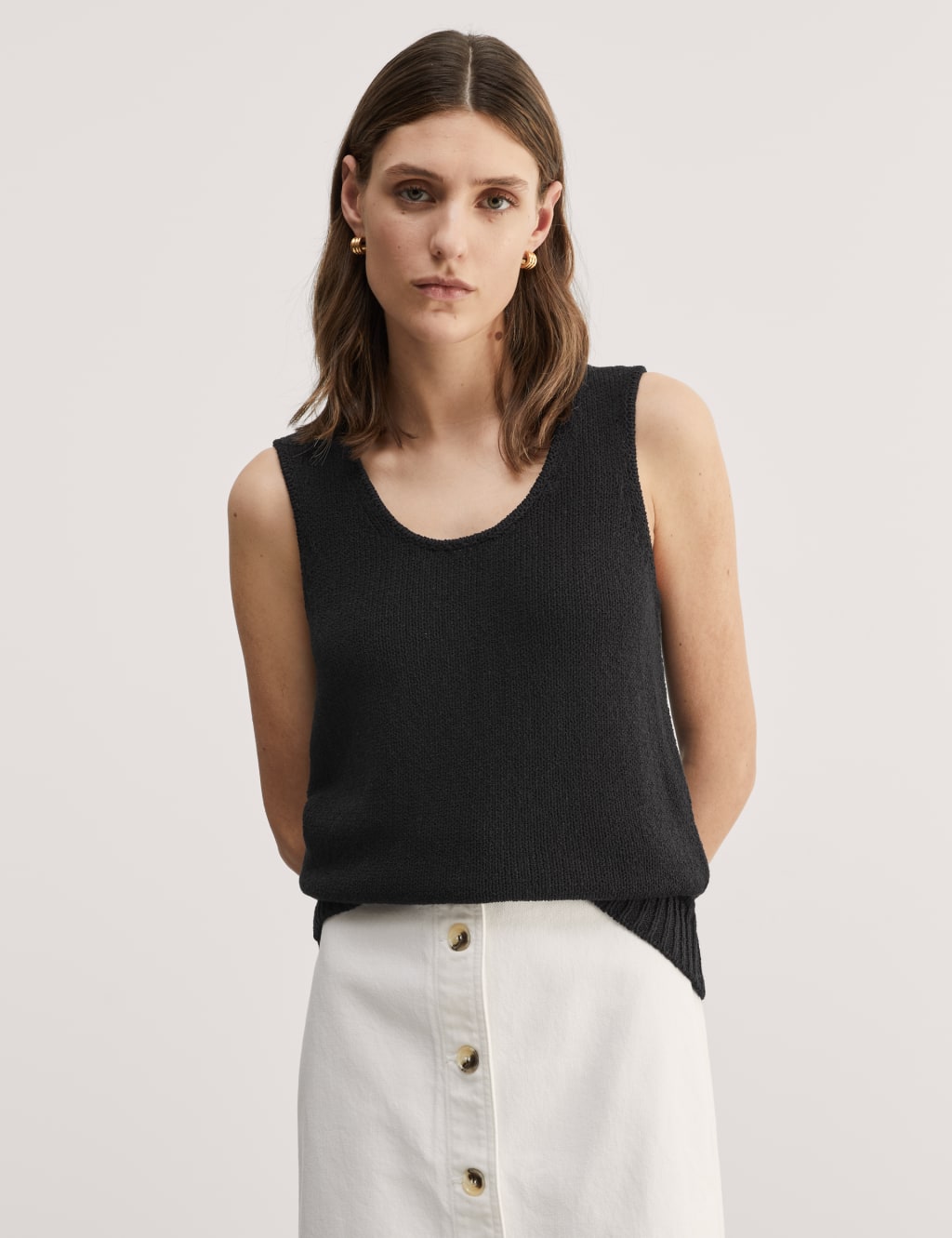 Cotton Rich Ribbed Knitted Vest | JAEGER | M&S