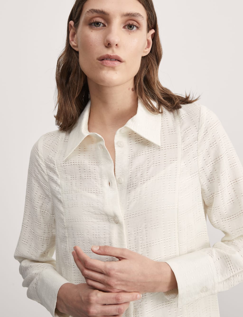 Textured Button Through Midi Shirt Dress | JAEGER | M&S