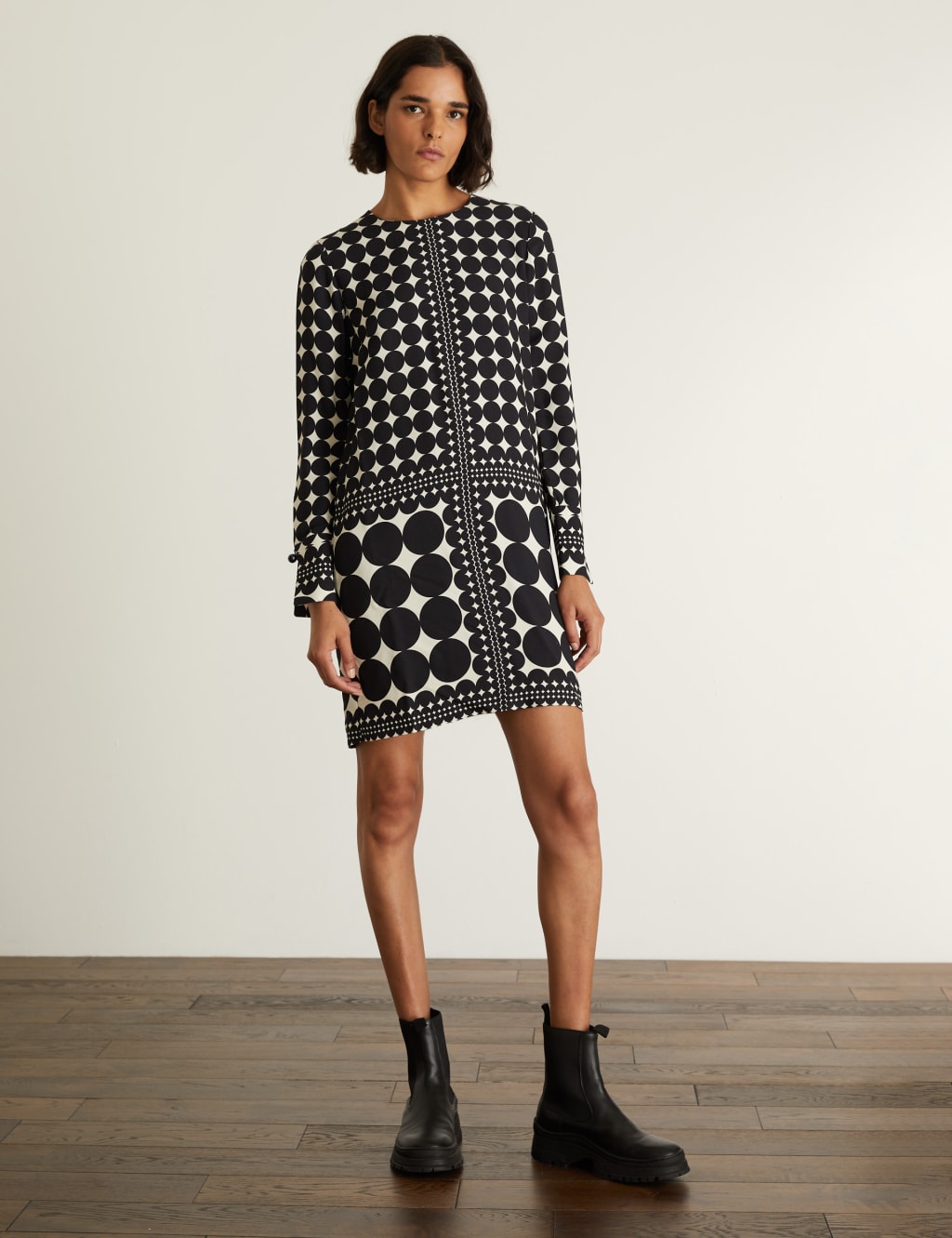Geometric Round Neck Shift Dress | JAEGER | M&S IE
