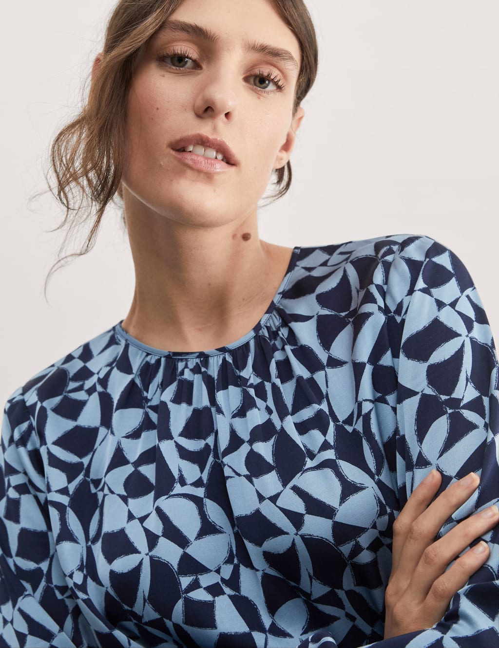 Printed Crew Neck Top | JAEGER | M&S