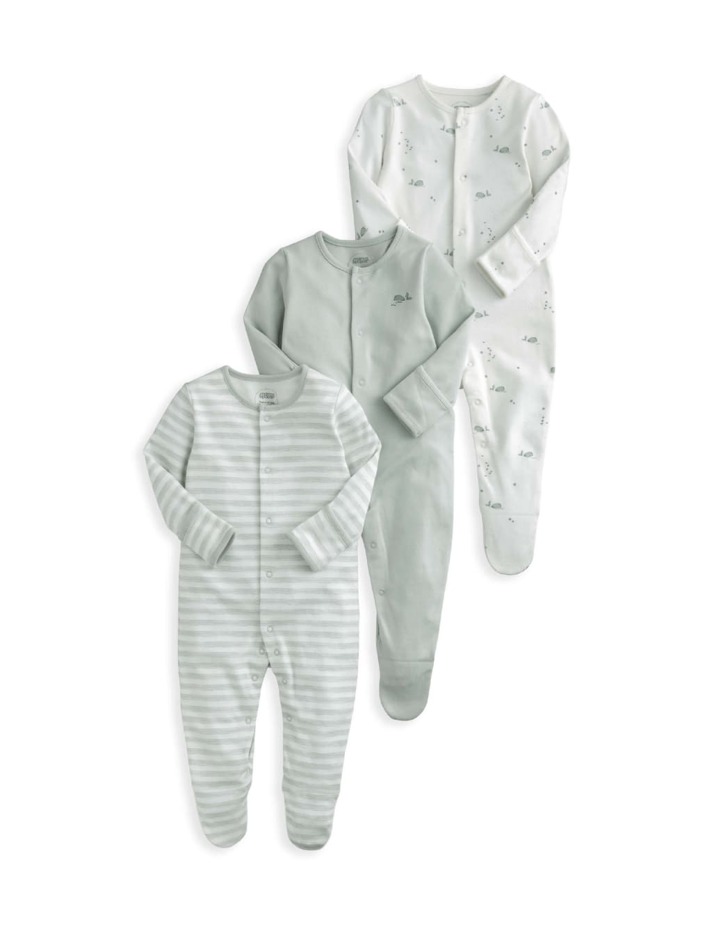 3pk Pure Cotton Whale Sleepsuits (0-24 Mths) | Mamas & Papas | M&S