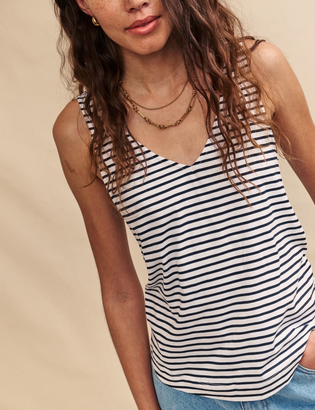 Jersey Striped V-Neck Vest | Nobody's Child | M&S