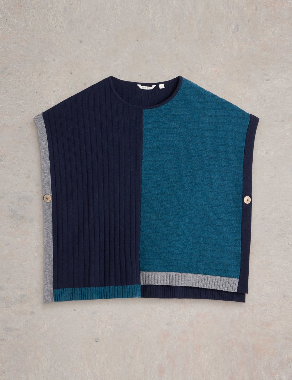 Wool Rich Ribbed Colour Block Poncho | White Stuff | M&S