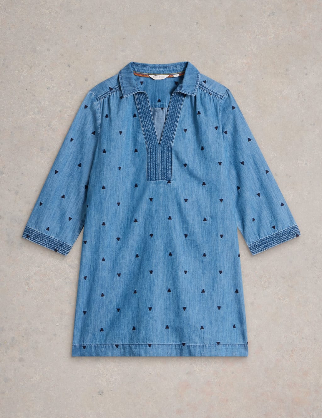 Pure Cotton Denim Embroidered V-Neck Tunic | White Stuff | M&S