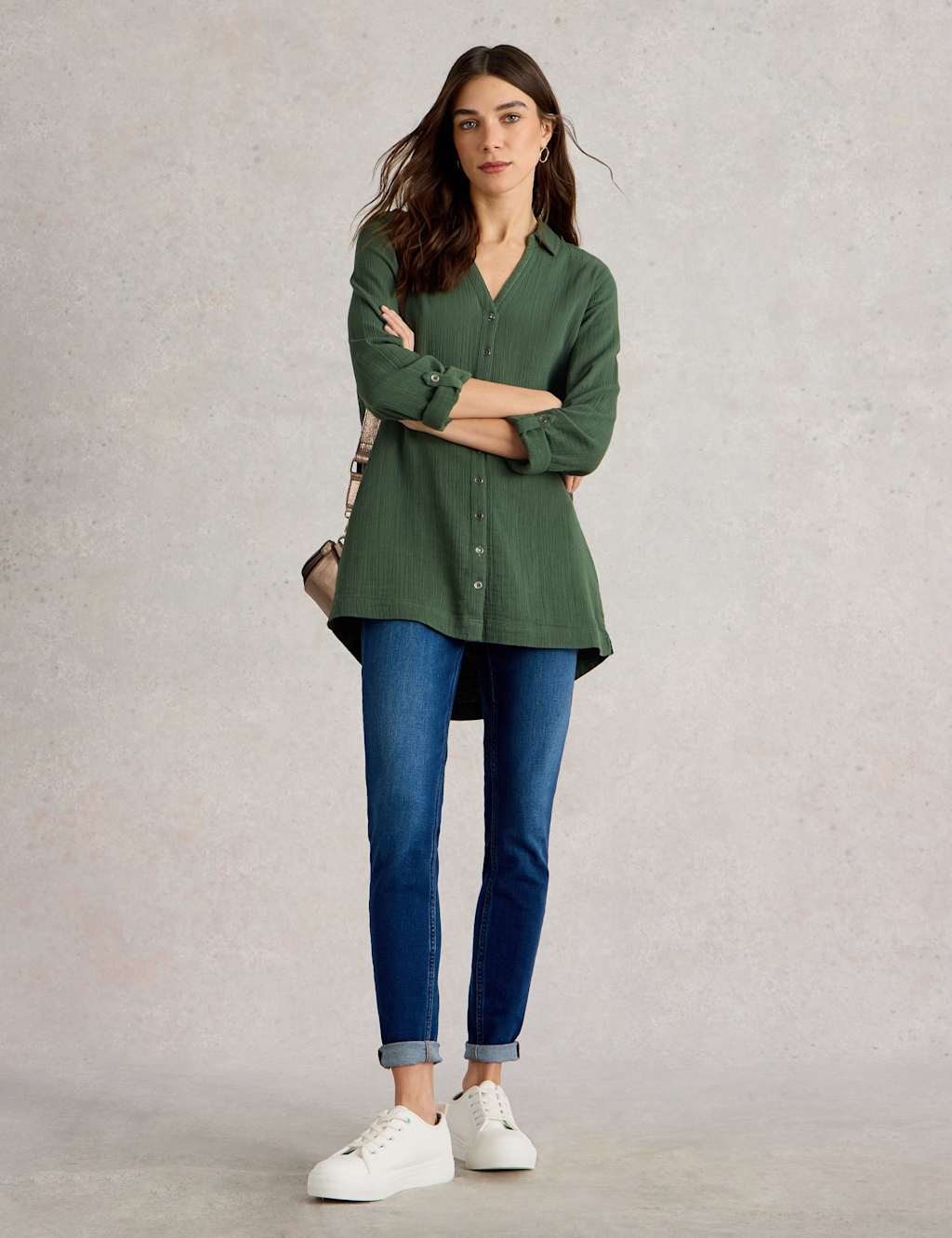 Pure Cotton Collared Longline Shirt | White Stuff | M&S