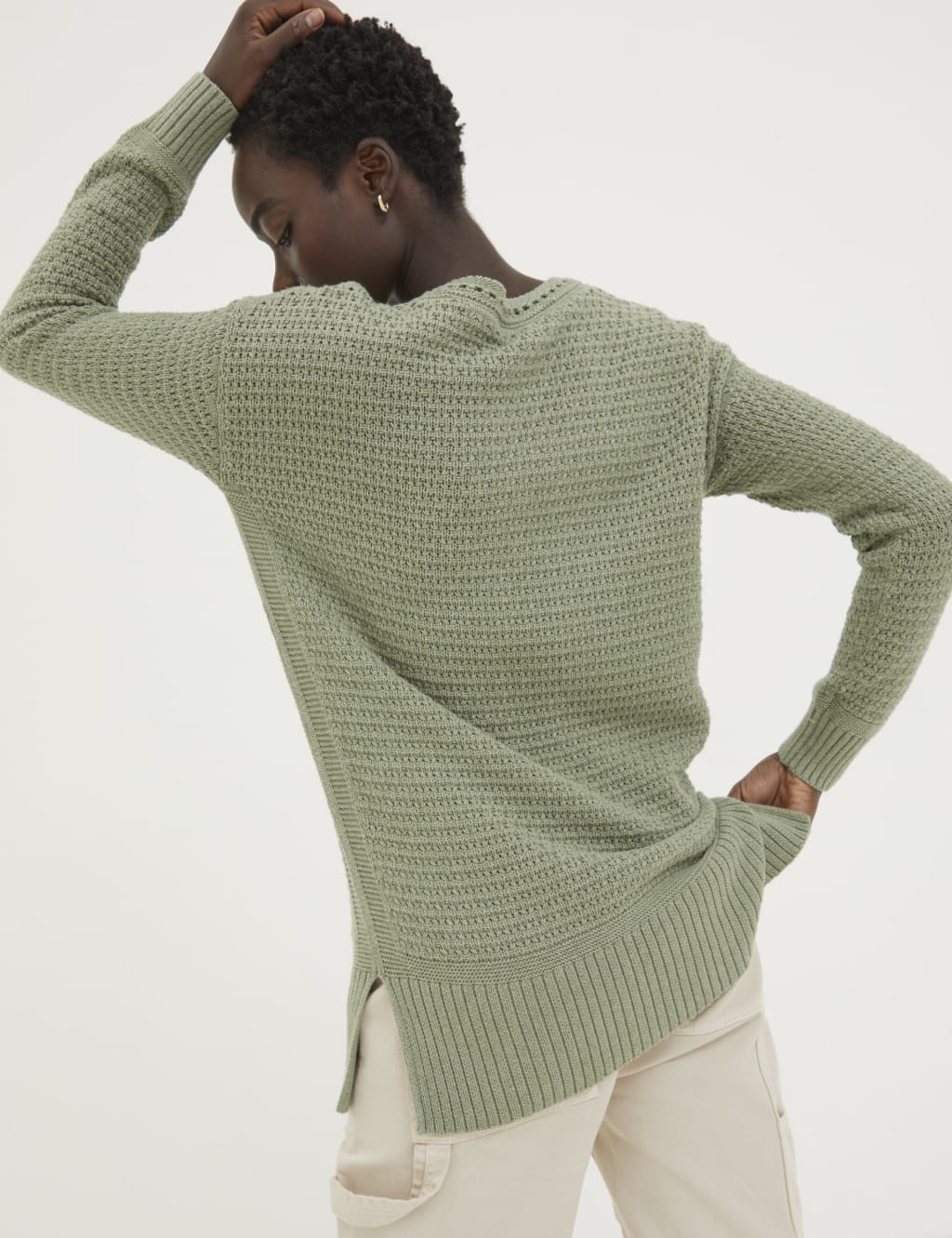 Pure Cotton Textured Split Hem Longline Jumper | FatFace | M&S