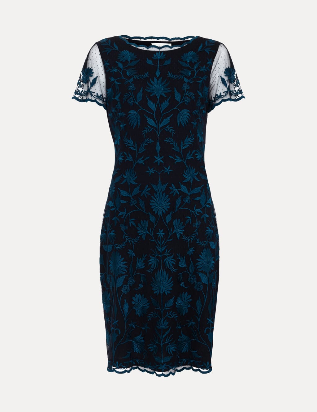 Embroidered Round Neck Knee Length Shift Dress | Phase Eight | M&S