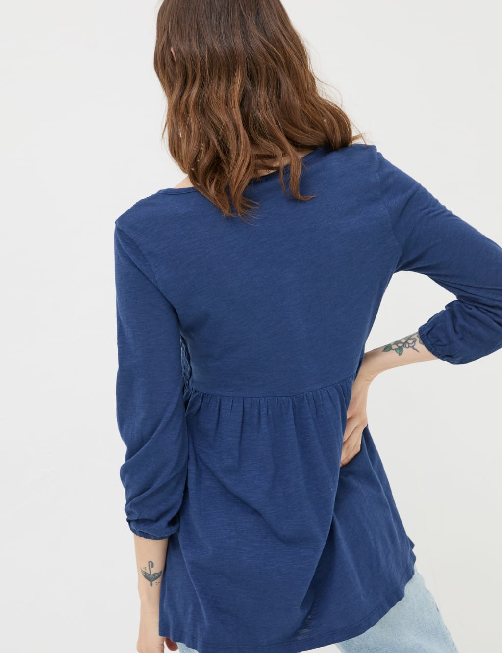 Cotton Rich V-Neck Shirred Tunic | FatFace | M&S