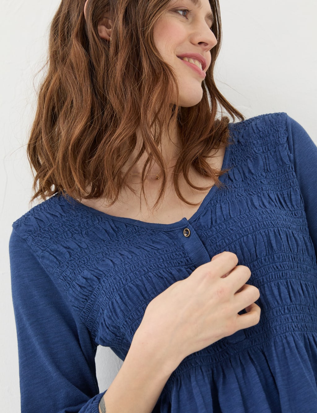 Cotton Rich V-Neck Shirred Tunic | FatFace | M&S