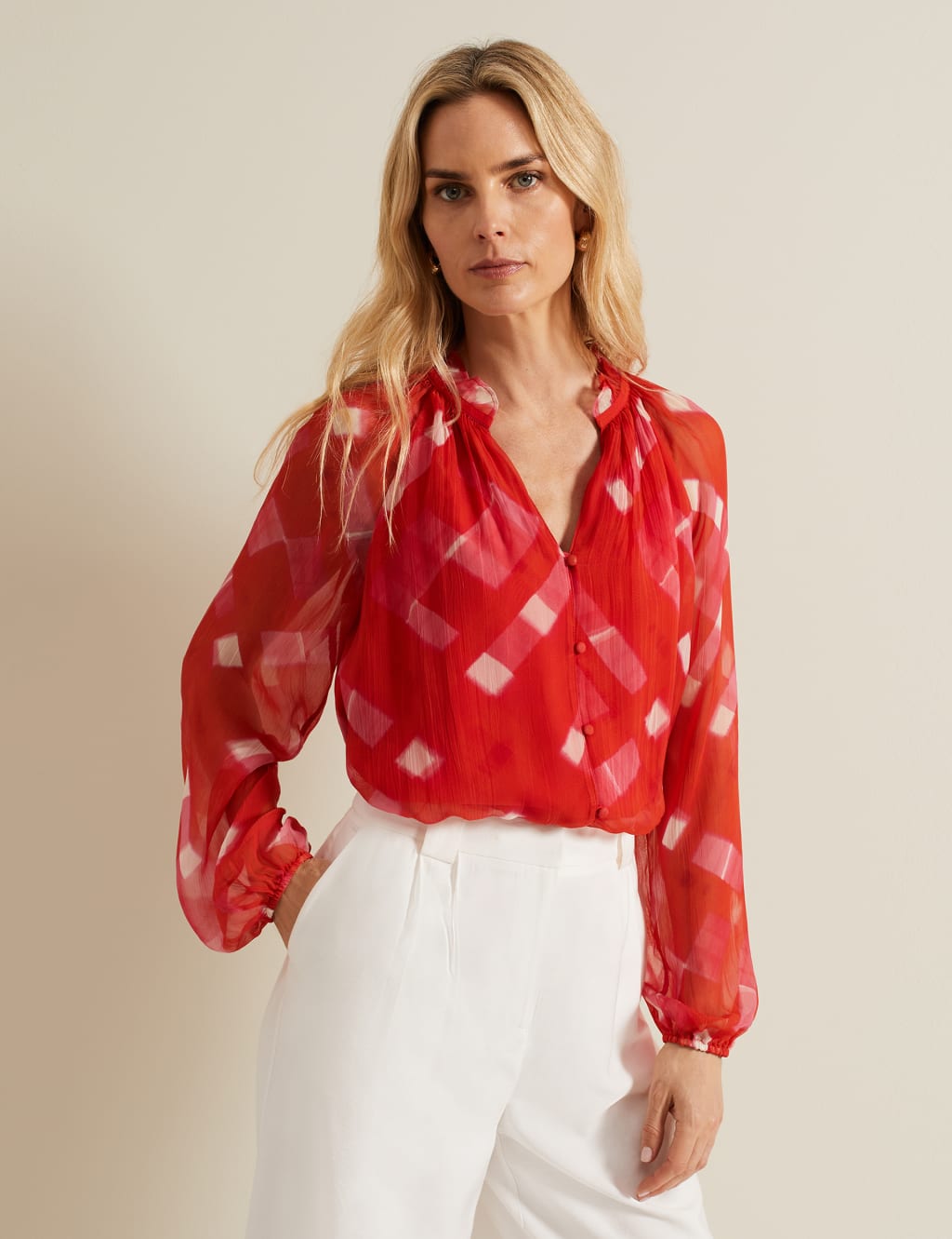 Pure Cupro Checked Blouse | Phase Eight | M&S