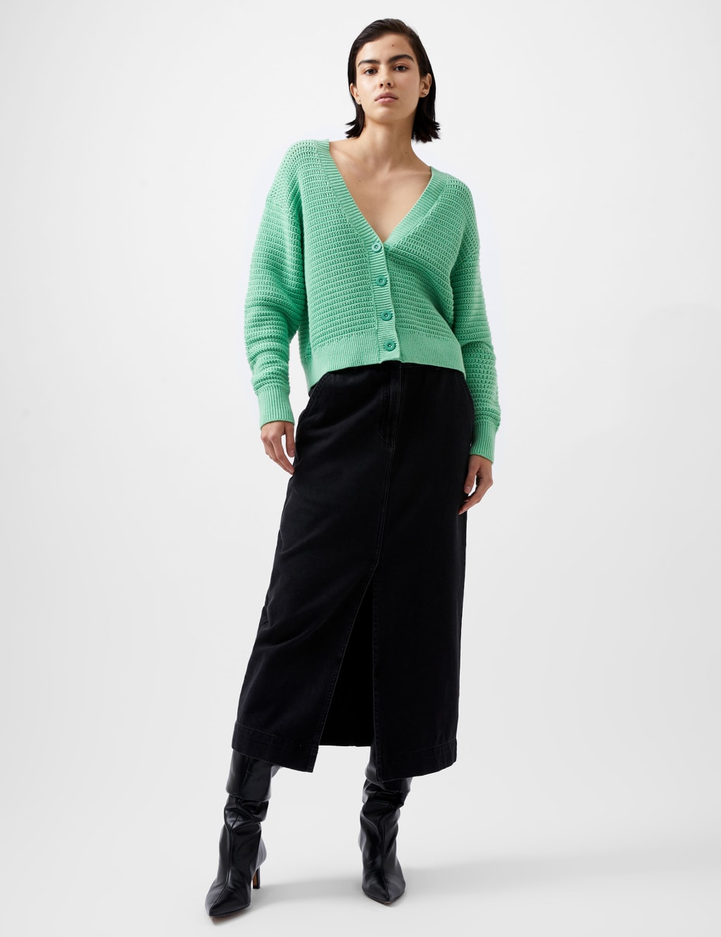 Cotton Rich Textured V-Neck Cardigan | French Connection | M&S