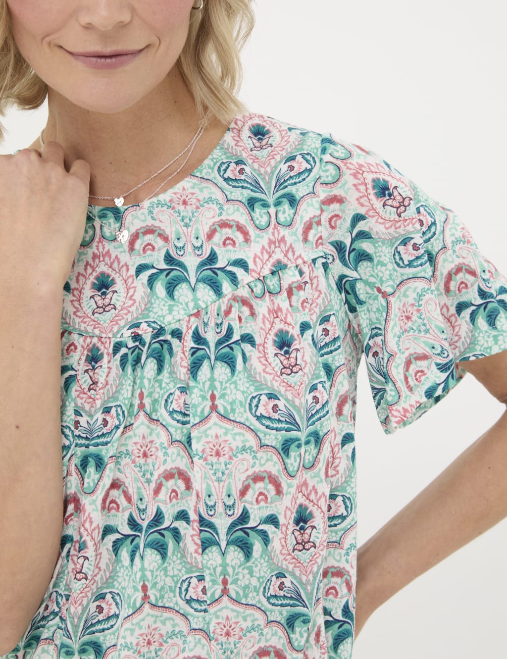 Mirrored Paisley Top with Linen | FatFace | M&S